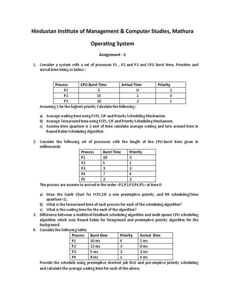Asignment 1 | PDF | Scheduling (Computing) | Concurrent Computing