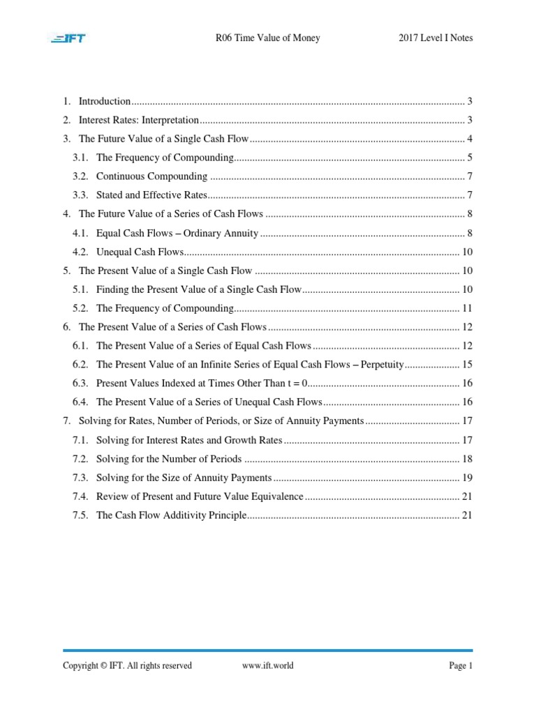 R06 Time Value of Money IFT Notes | PDF | Time Value Of Money | Present ...