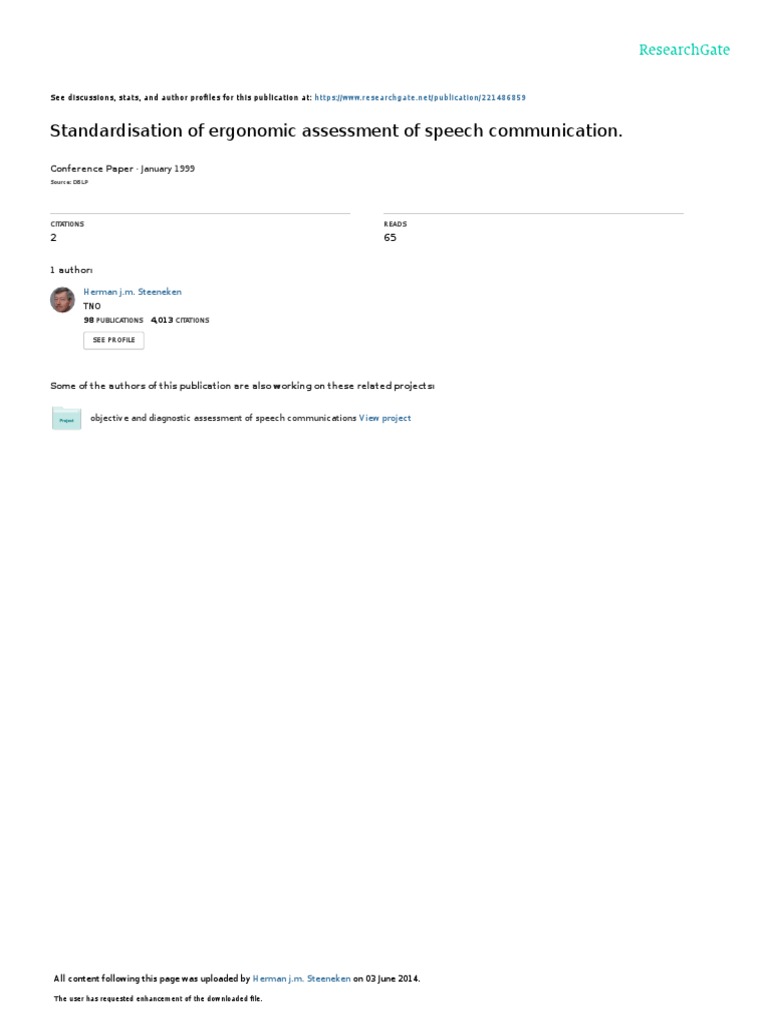 Ergonomic Speech Assessment Standard | PDF | International Organization ...