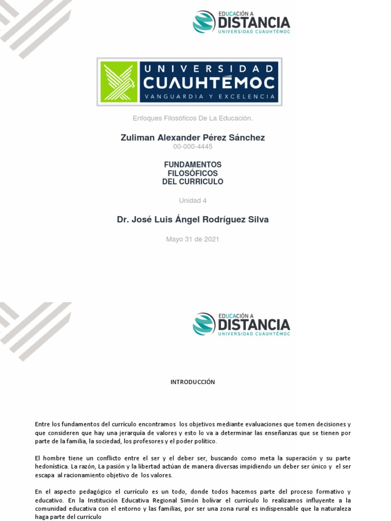 Zuliman Alexander Perez - Actividad 4.1 Curriculo | PDF | Plan de ...