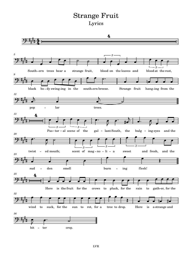 Strange Fruit Lyrics C#M | PDF | Nature