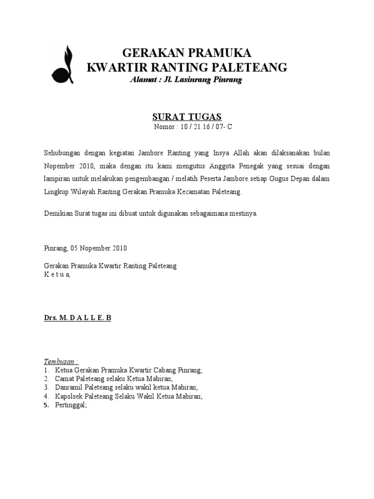 Surat Tugas Pramuka | PDF