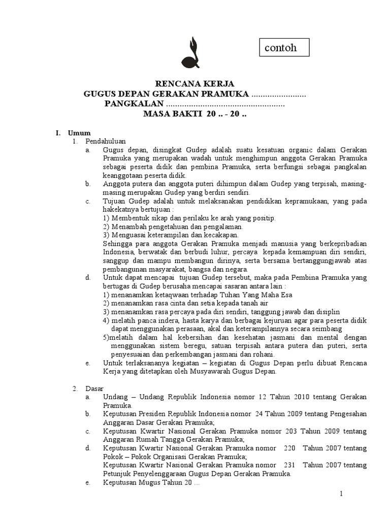 4 Rencana Kerja Gugus Depan Umum | PDF