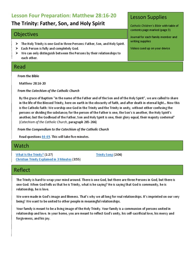 Lesson 4 The Trinity | Download Free PDF | Trinity | God The Father