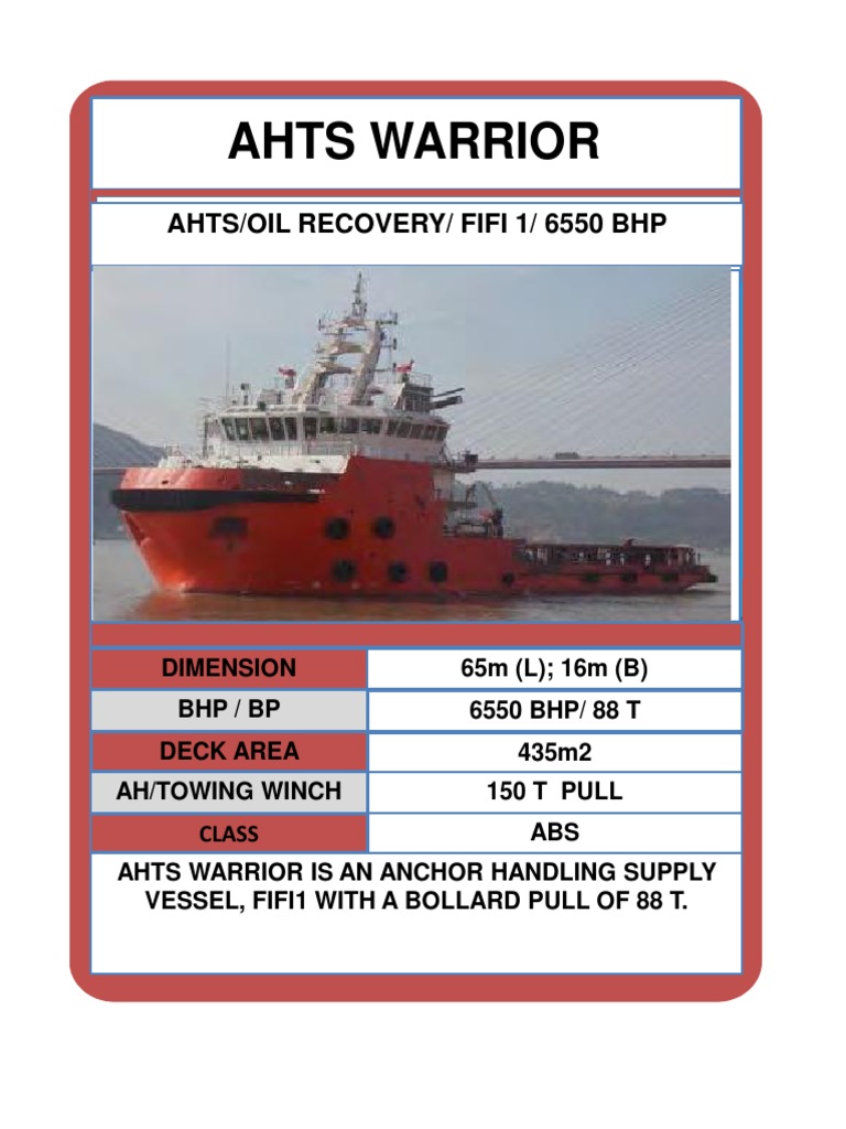 Ahts Warrior: Ahts/Oil Recovery/ Fifi 1/ 6550 BHP | PDF