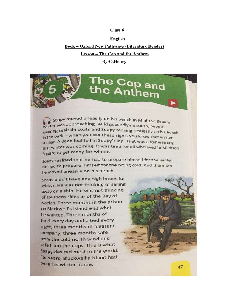 The Cop and the Anthem - Class 6 Lesson | PDF | General Fiction