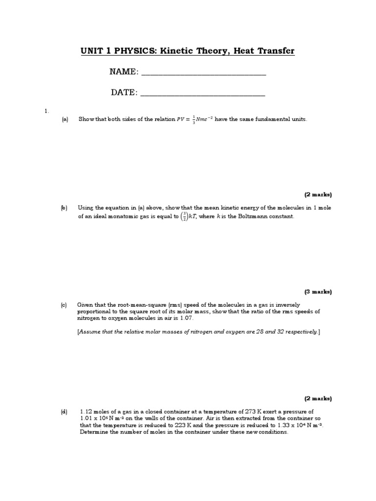 Physics: Kinetic Theory & Heat Transfer | PDF | Gases | Temperature
