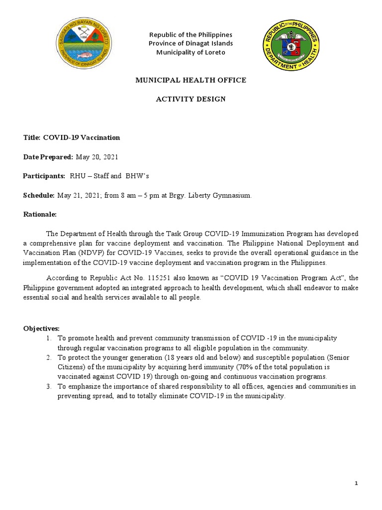 COVID-19 Vaccination Activity Plan | PDF | Vaccines | Public Health