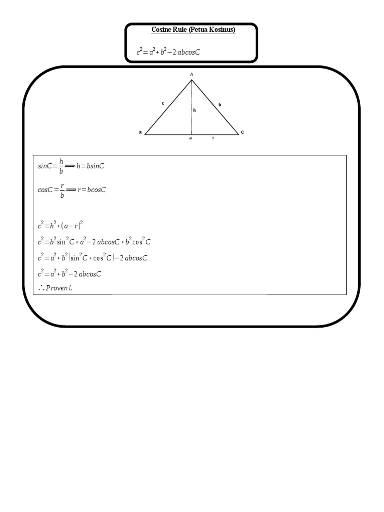Proving Cosine Rule | PDF