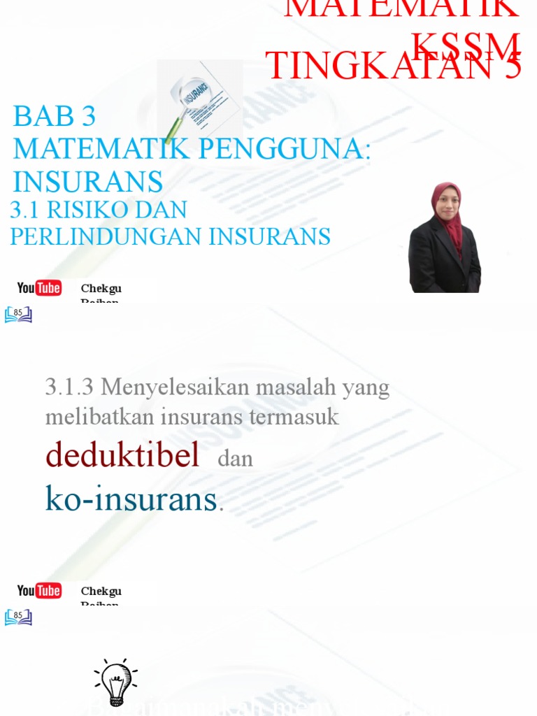 Bab 3 Matematik Pengguna: Insurans: 3.1 Risiko Dan Perlindungan ...