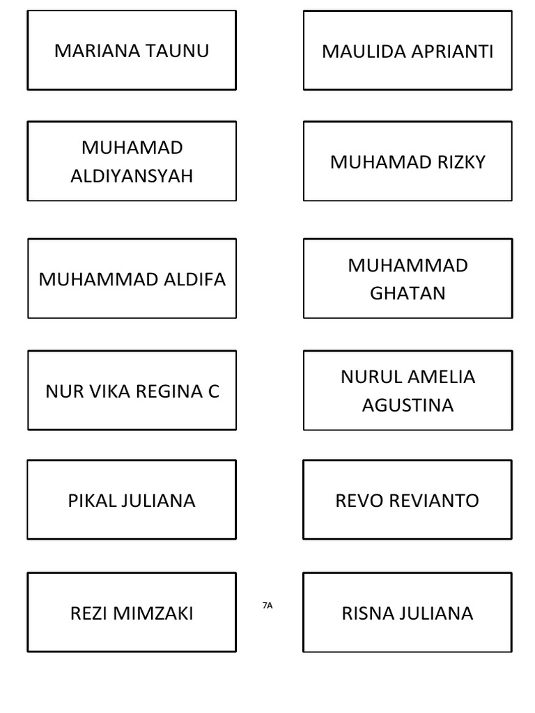 Label Nama Raport 7B FANY | PDF