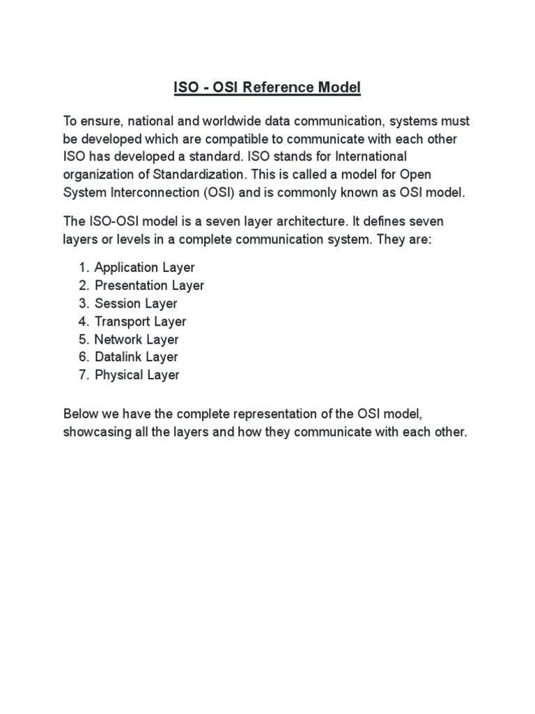 Iso Osi Model | Download Free PDF | Osi Model | Data Transmission