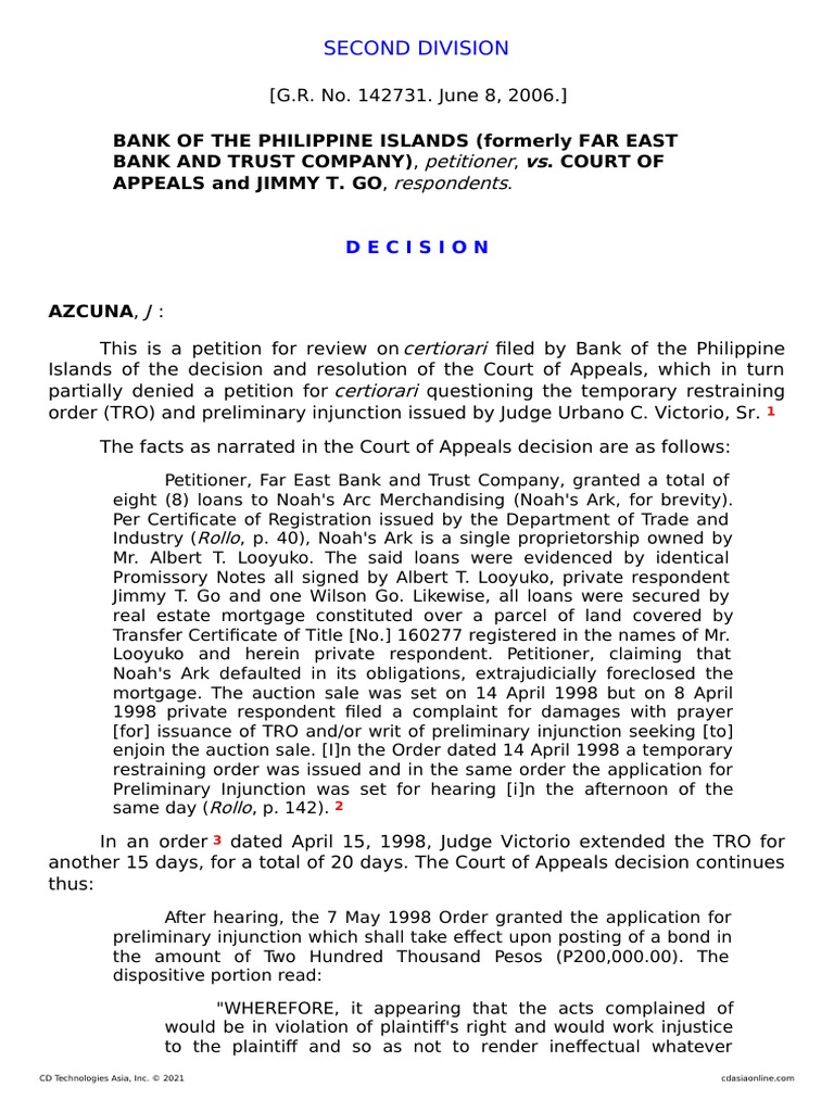 Court of Appeals Upholds Preliminary Injunction Against Bank Foreclosure | PDF | Injunction ...