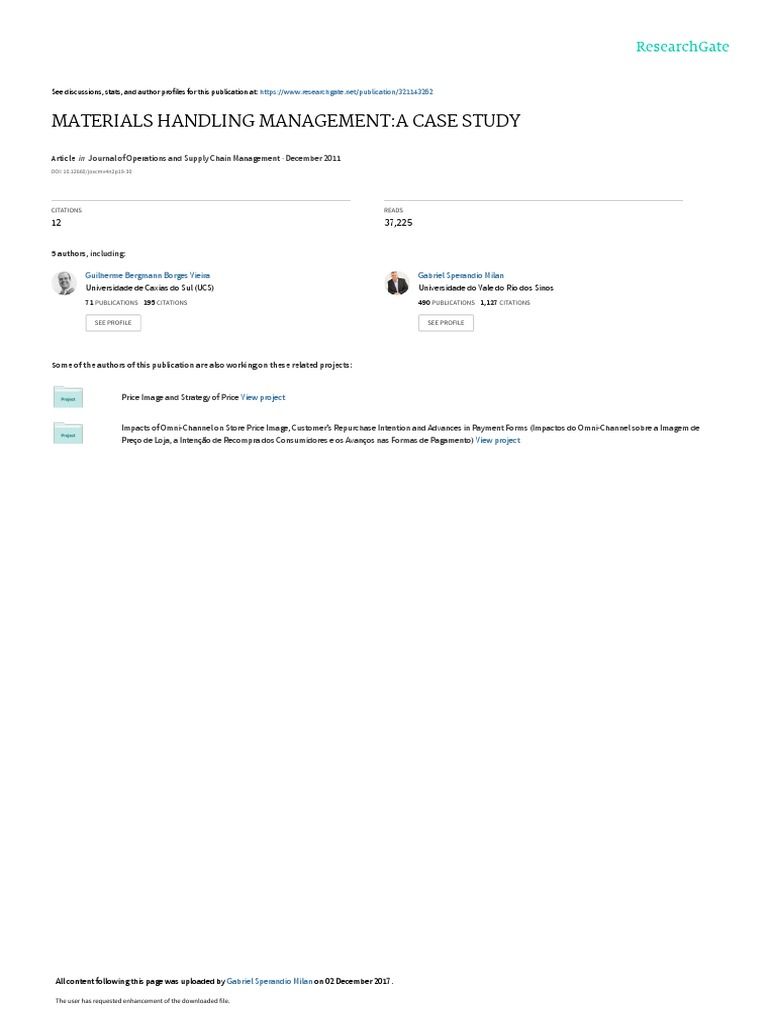 Materials Handling Case Study | PDF | Dependent And Independent ...