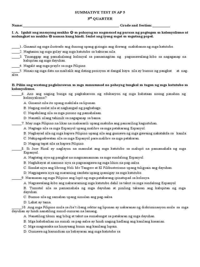 Summative Q3 AP | PDF