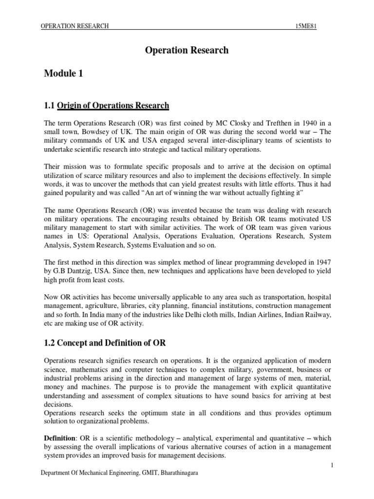 Operation Research PDF Mathematical Optimization Linear Programming