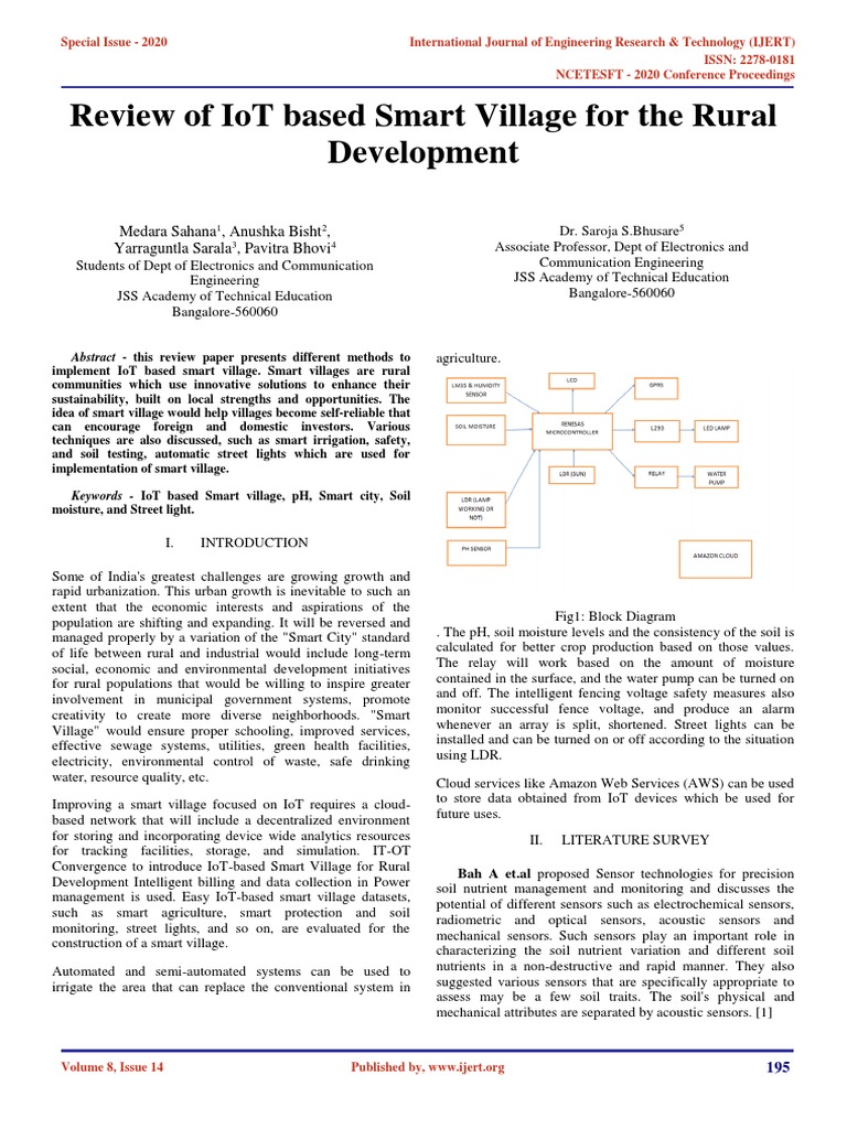 Review of Iot Based Smart Village For The Rural Development ...