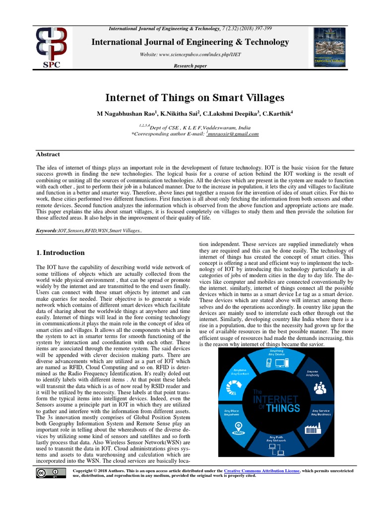 Internet of Things On Smart Villages | PDF | Internet Of Things | Internet