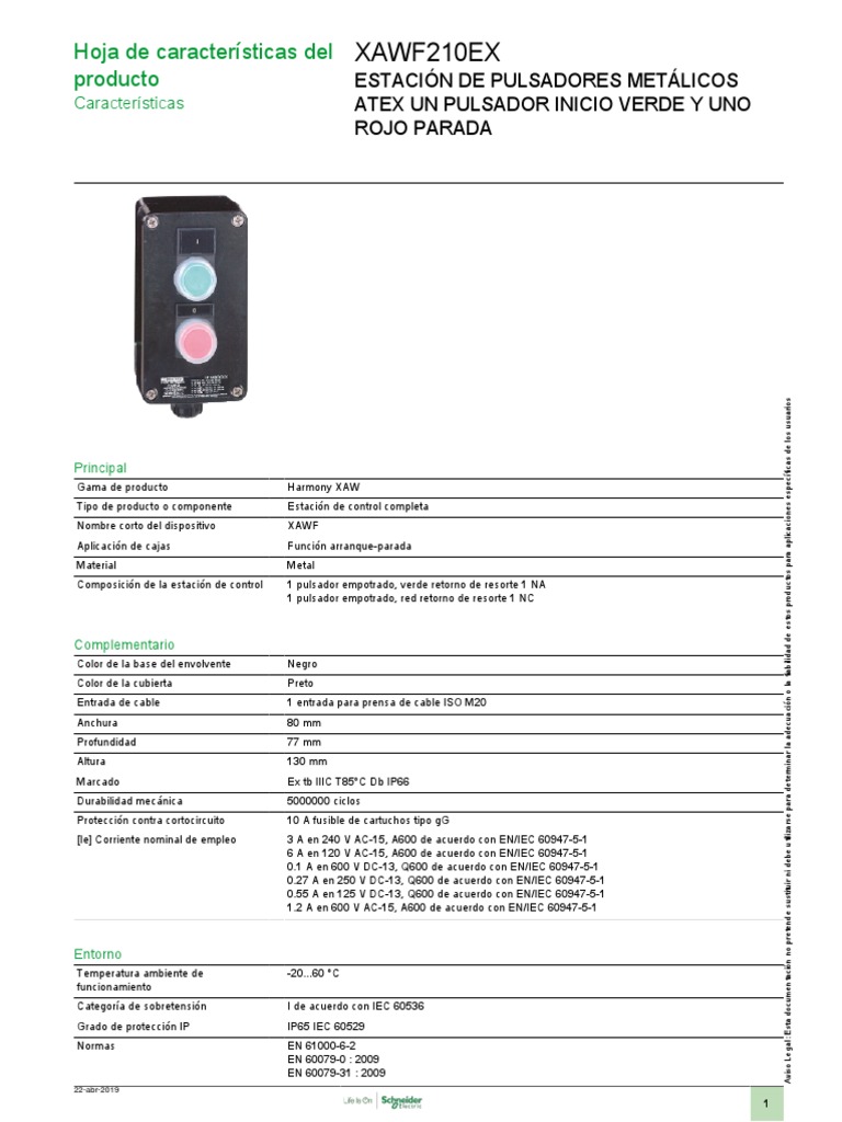 Datasheet Botonera | PDF | Bienes manufacturados | Ingenieria Eléctrica