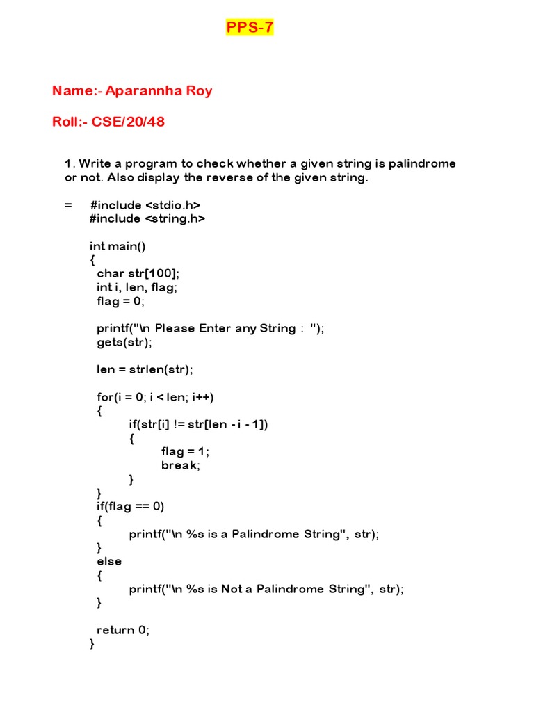 Aparannha Roy (CSE.20.48) 24.06.2021 | PDF | String (Computer Science ...