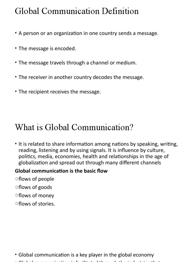 Global Communication Definition | PDF | Mass Media | Globalization