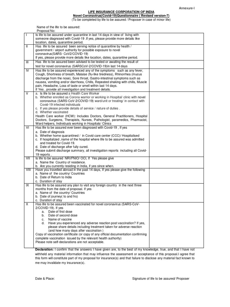 New Corona Form Revised Version-7 | PDF | Respiratory Diseases | Immunology