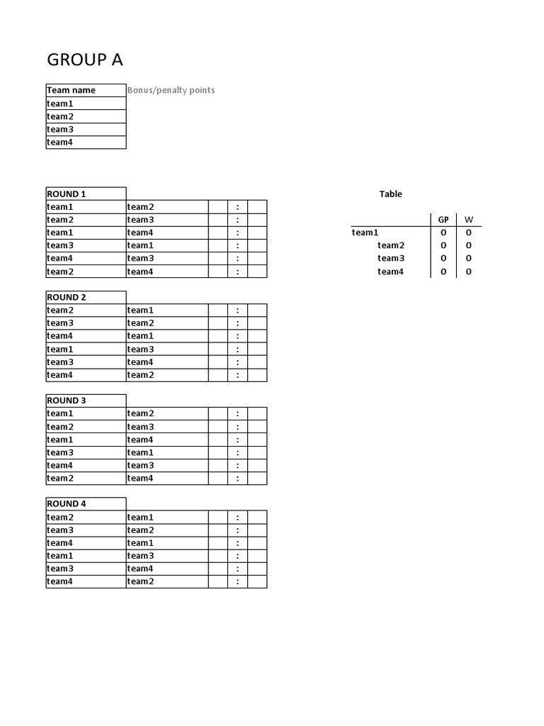 Sport Tournament 4 Teams | PDF