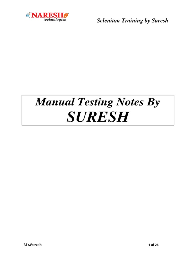 Manual Testing Notes By: Suresh | PDF | Scrum (Software Development ...