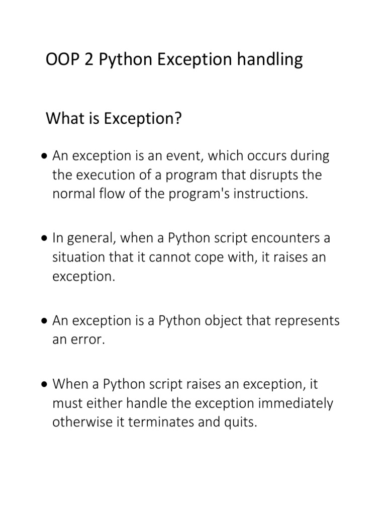 Oop 2 Python Exception Handling Pdf