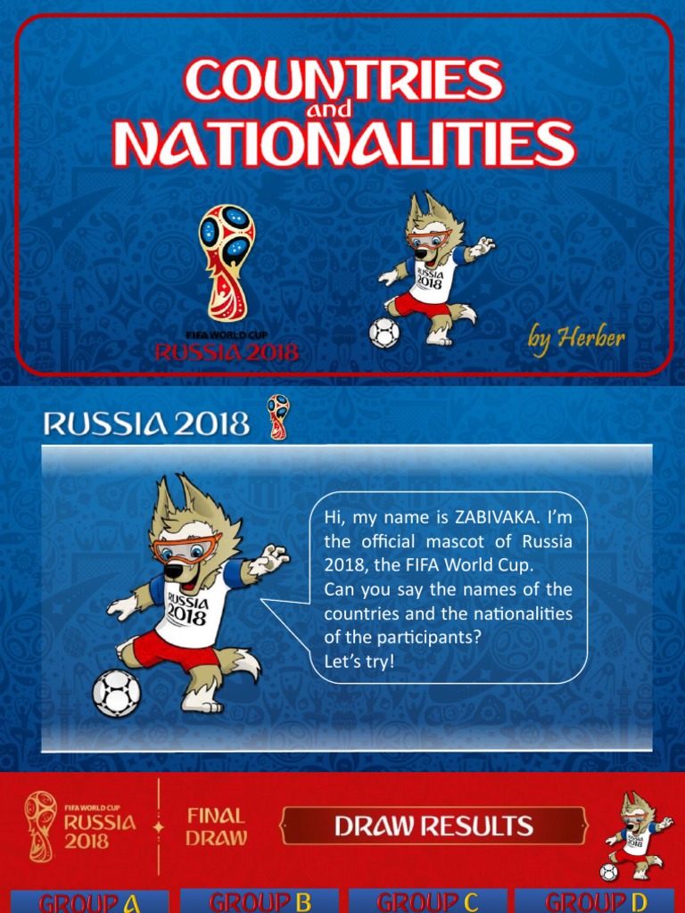 Russia 2018 Countries Nationalities Flashcards Fun Activities Games ...