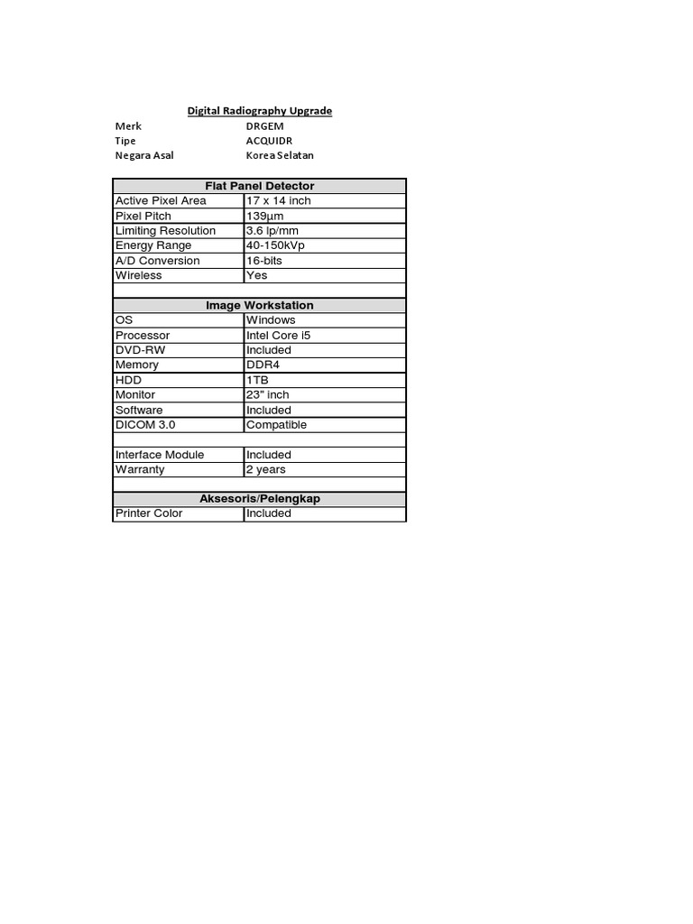 Spek DRGEM Digital X-Ray Imaging System-ACQUIDR | PDF