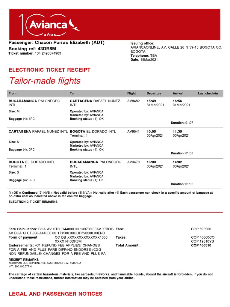 Tailor-Made Flights: Electronic Ticket Receipt | PDF | Airlines | Transport