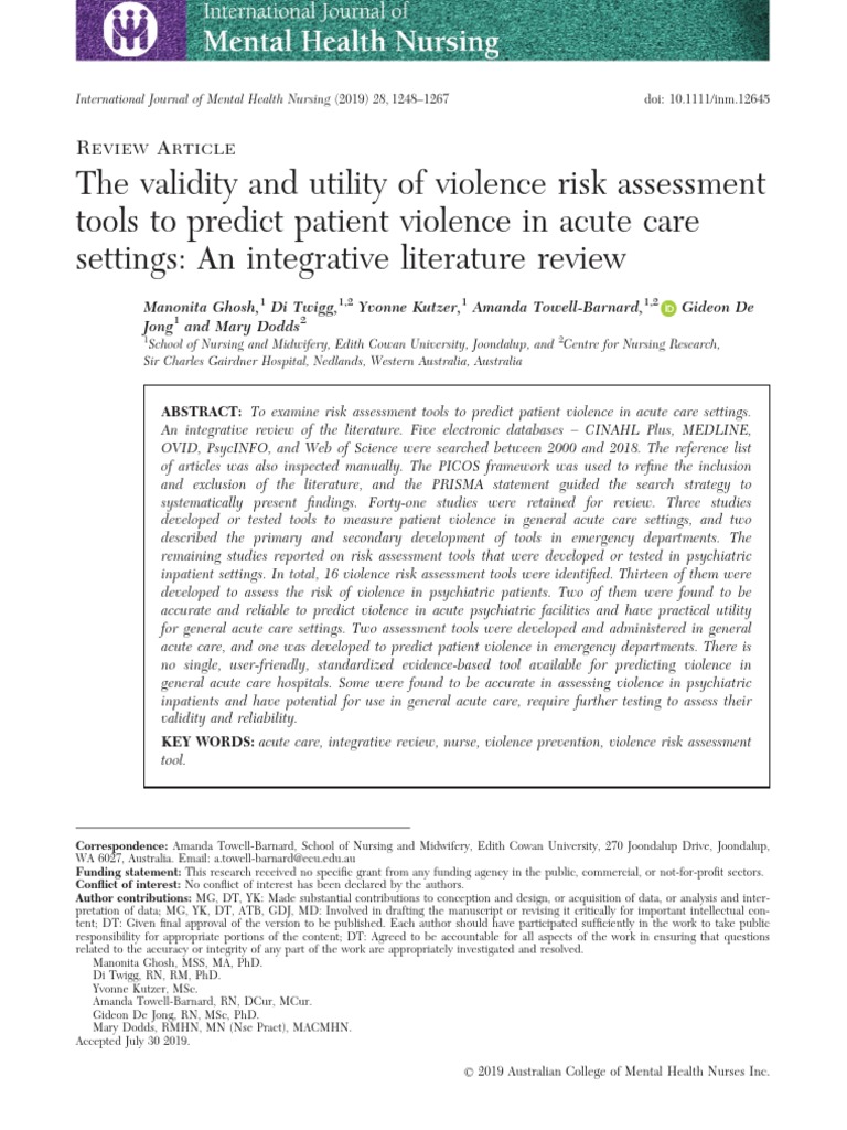 2019-Violence Risk Assessment Tool | PDF | Sensitivity And Specificity ...