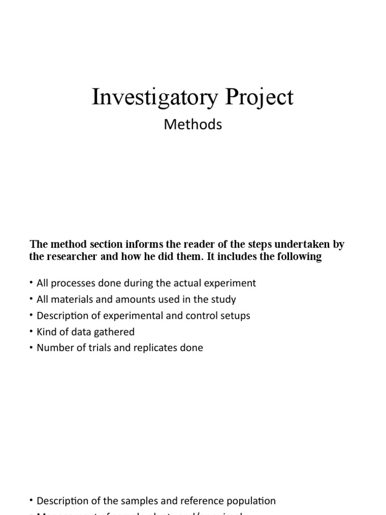 Conducting An Investigatory Project Methods | PDF | Design Of ...