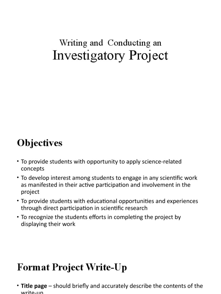 Writing and Conducting an Investigatory Project Guide | PDF | Note ...