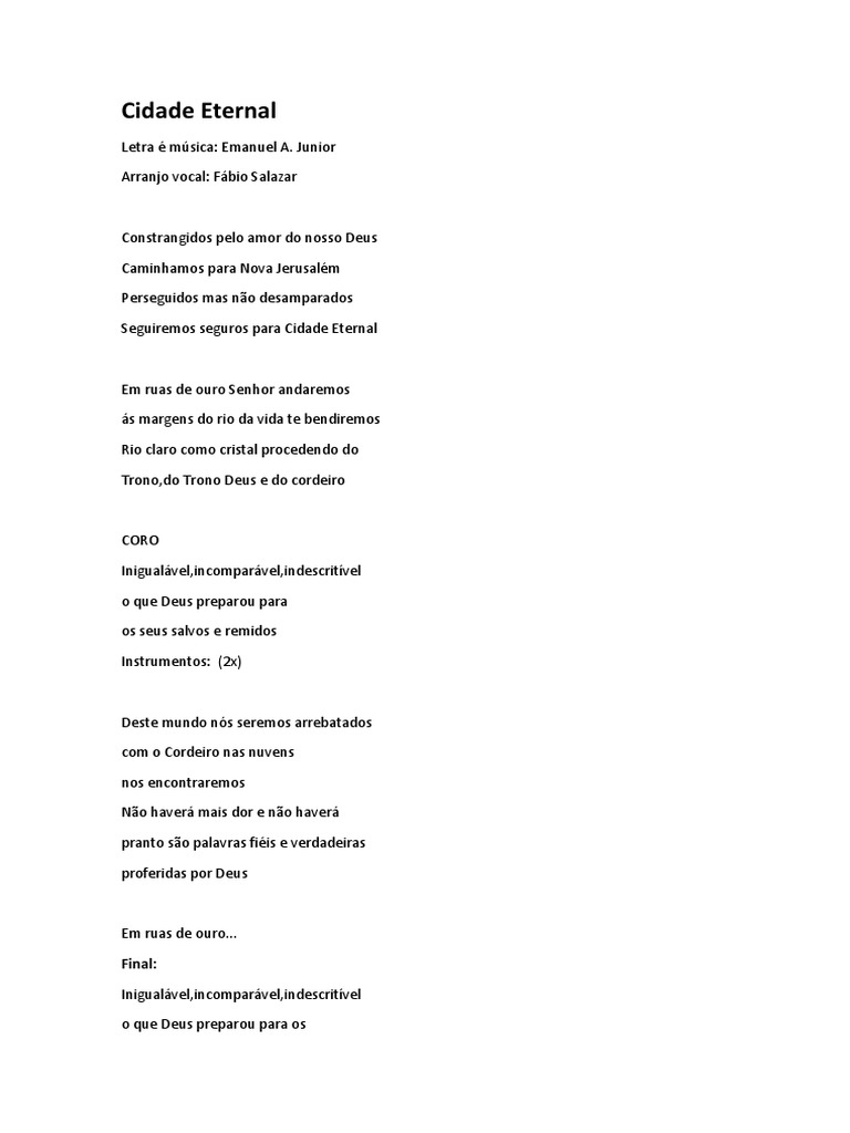 Cidade Eternal - Letra | PDF