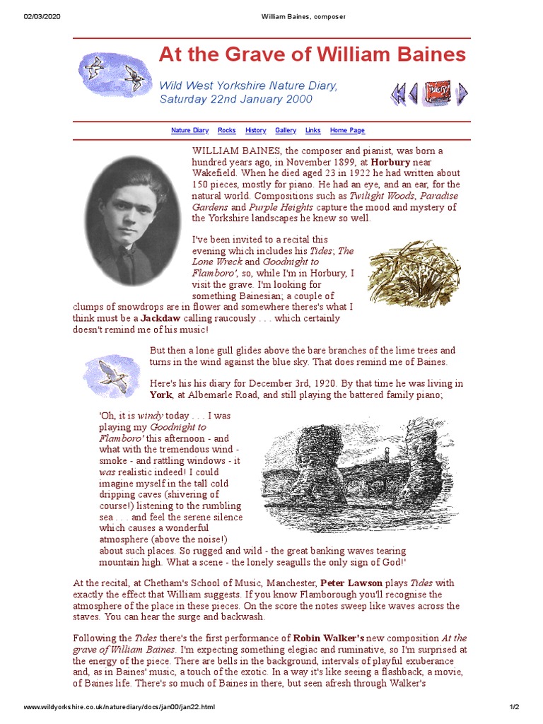 4.1) William Baines, Composer | PDF | Entertainment (General)