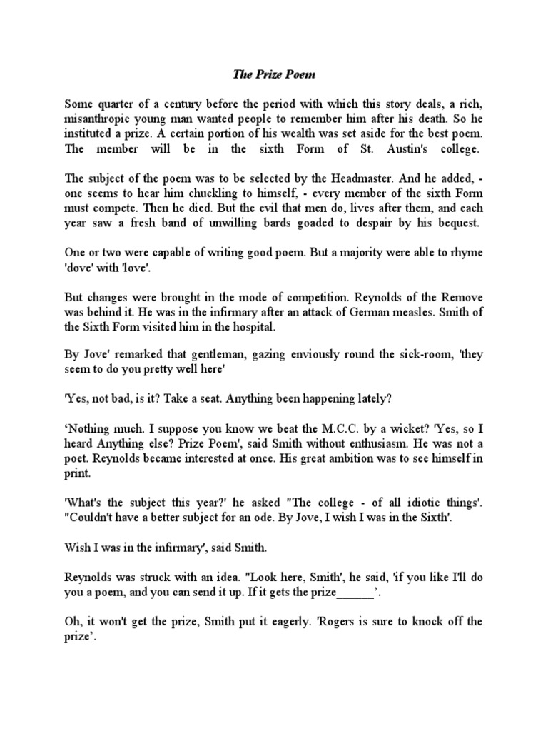 Text - The Prize Poem | PDF | Poetry