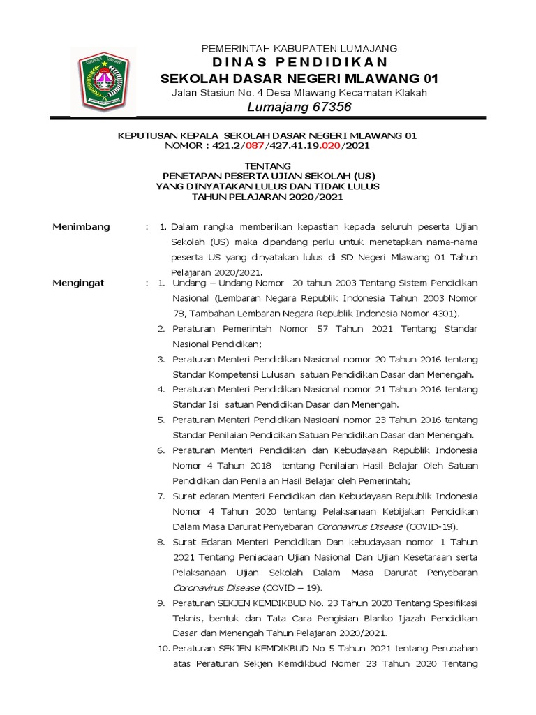 SK Kelulusan 2021 | PDF