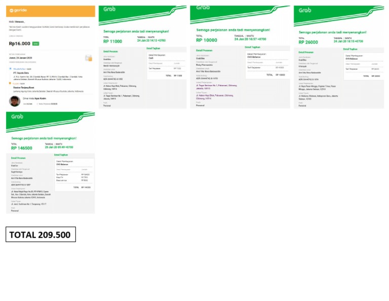 Bon Gojek Grab Jan 2020 | PDF