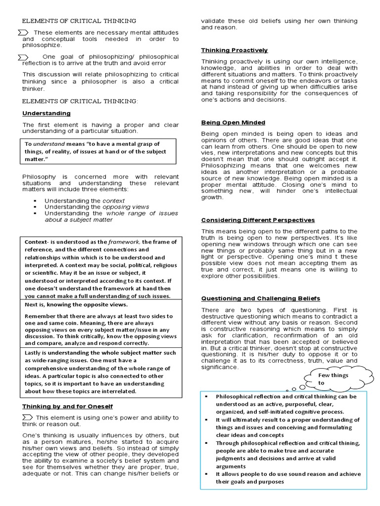 Elements of Critical Thinking | PDF | Critical Thinking | Truth