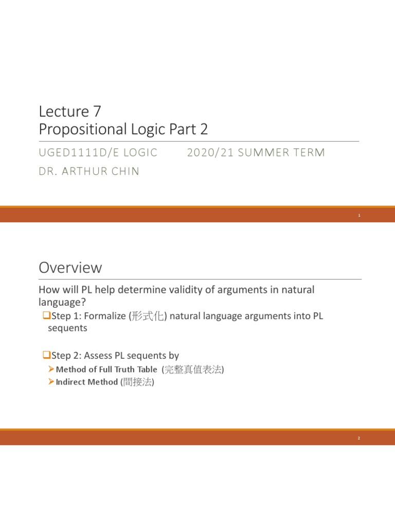 Lecture 7 Propositional Logic Part 2 | PDF | Inference | Logical ...