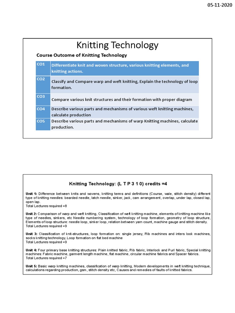Introduction To Knitting Technology | Download Free PDF | Knitting ...