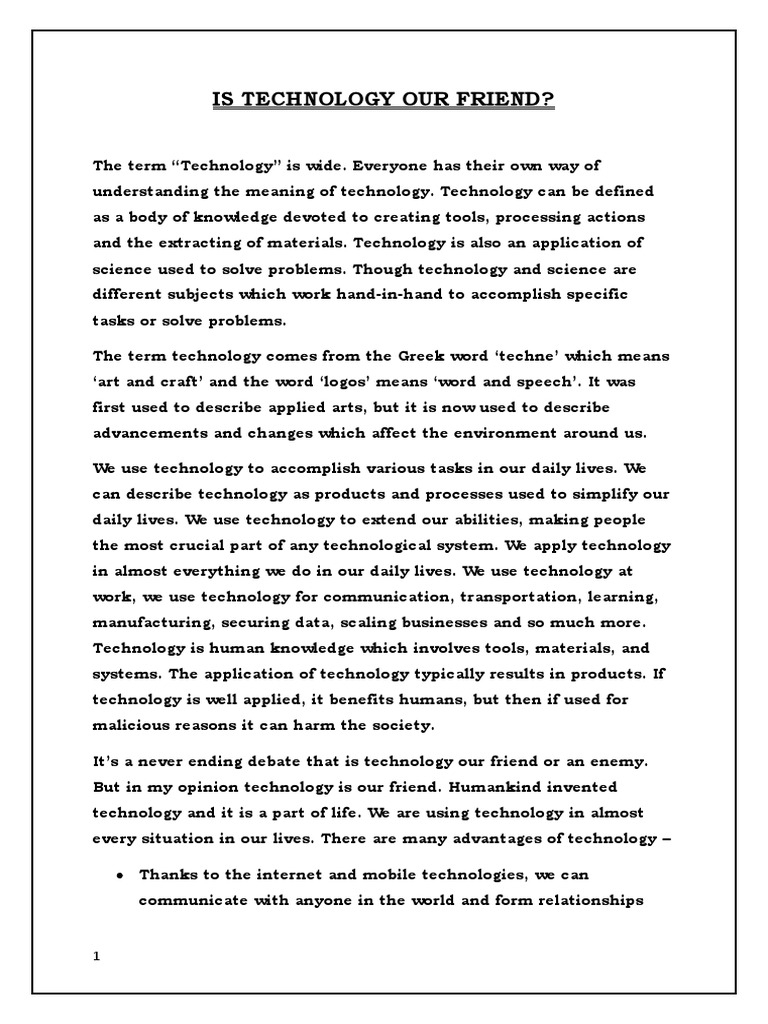 Is Technology Our Friend | PDF | Automation | Internet