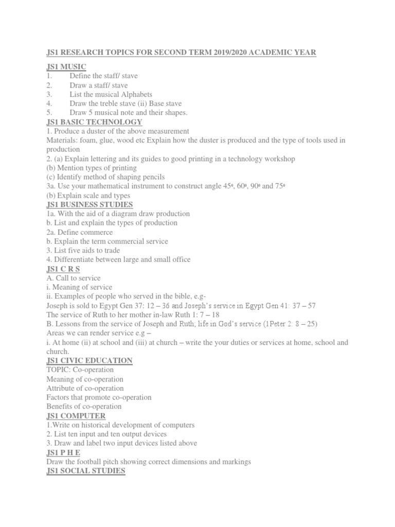 JS1-JS3 Research Topics 2019/2020 | PDF | Ecology | Force
