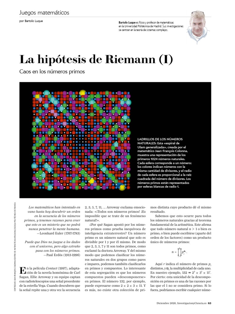 Hipótesis de Riemann (I, II, III y IV) | PDF | Número primo | Prueba ...