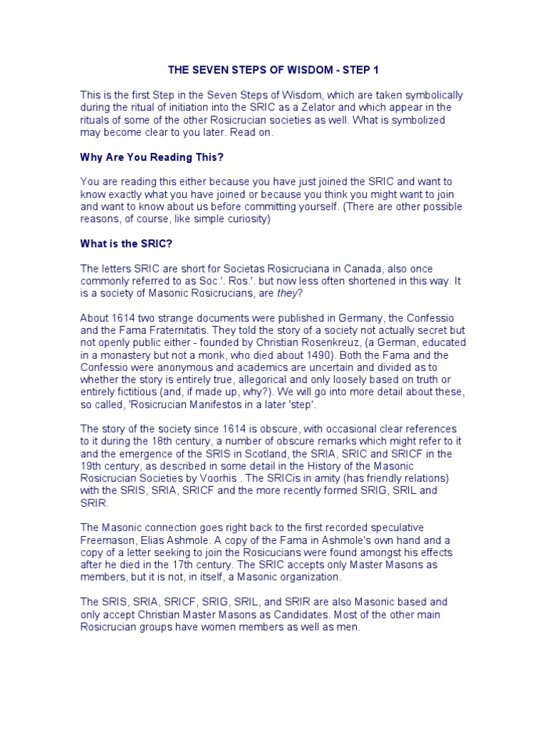 The Seven Steps of Wisdom | PDF | Rosicrucianism | Freemasonry