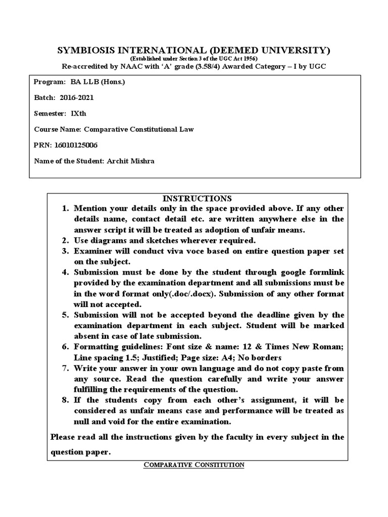 Comparative Constitution Law | PDF | Constitutional Amendment ...
