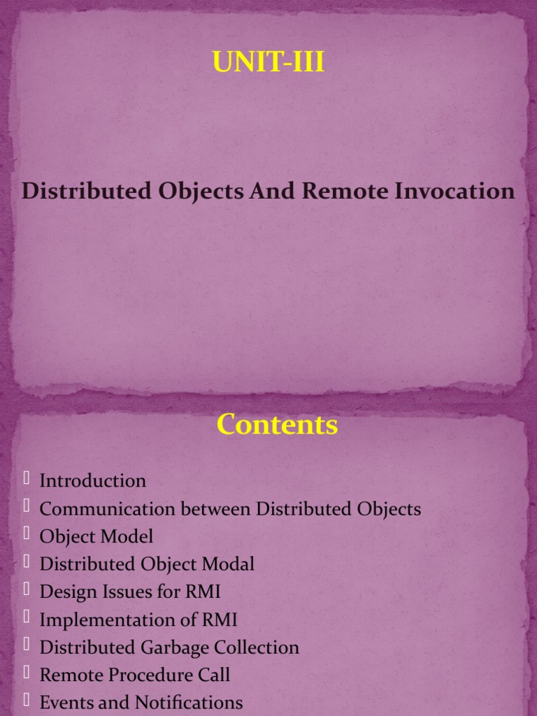 Unit Iii Distributed Objects And Remote Invocation Pdf Object Computer Science Method