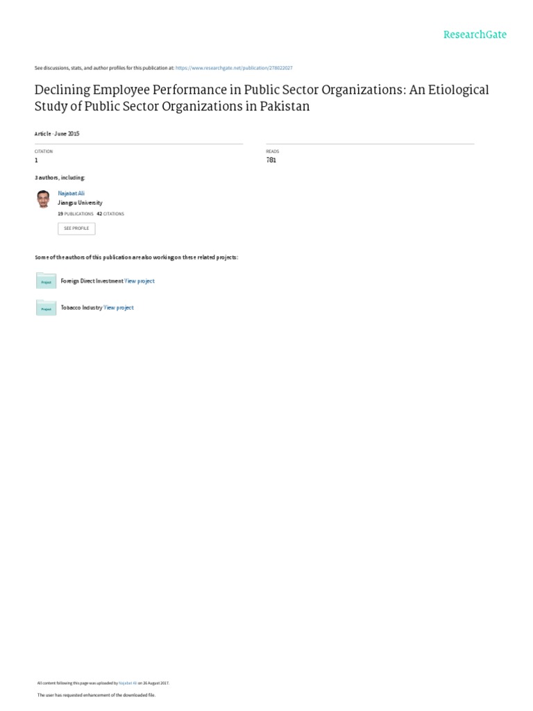 Declining Employee Performance in Public Sector Organizations: An ...